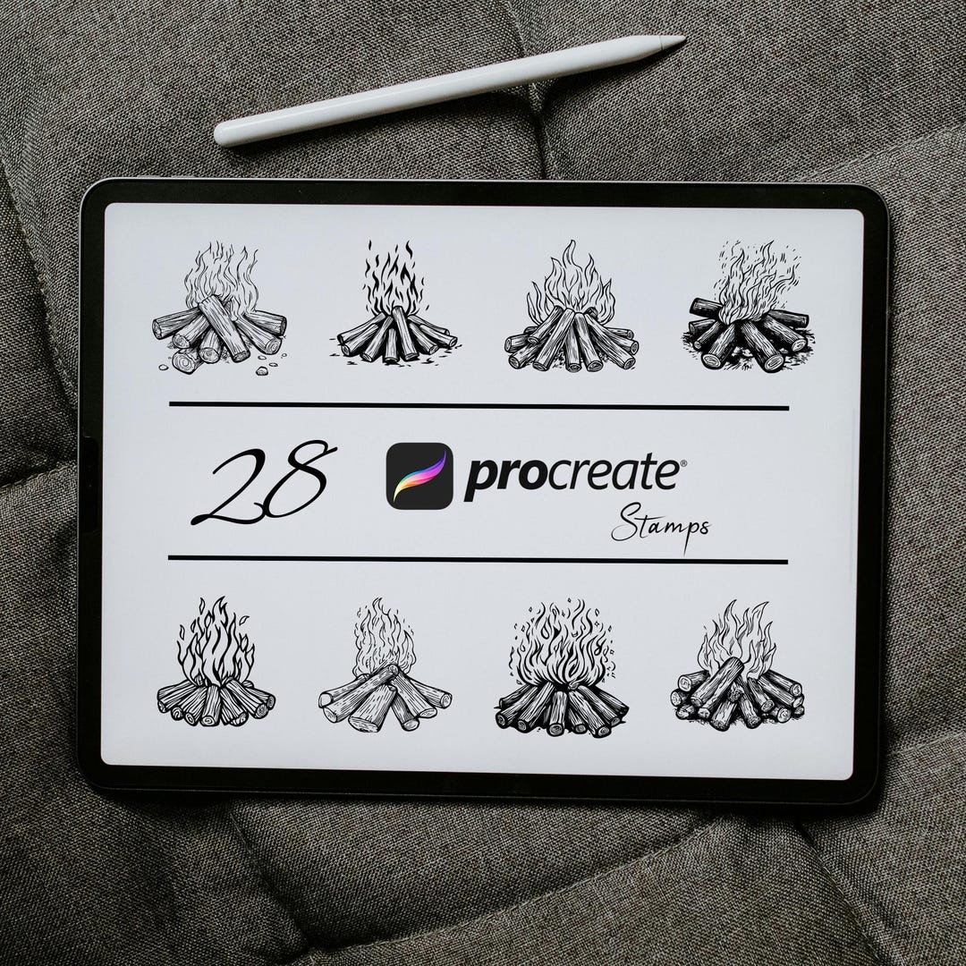 Campfire Procreate Stamps & Brushes: Fire Tattoo Stamp Bundle - Etsy
