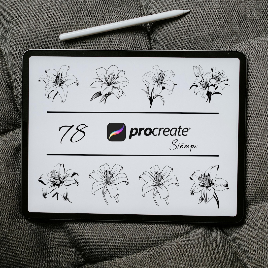 Lily Flower Procreate Brushes: Botanical Stamps, Floral Tattoo Set - Etsy