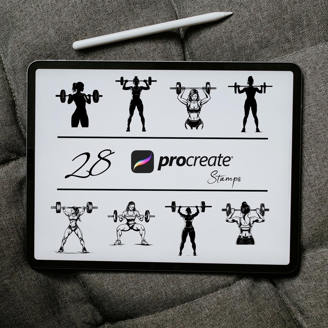 Female Weightlifting Procreate Stamp | Gym & Fitness Stamps for ...