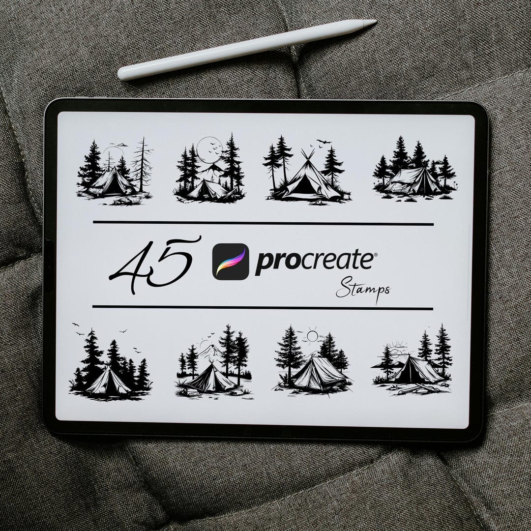 Camping Tent Procreate Stamp Set: Adventure Stamps for iPad (PDF ...