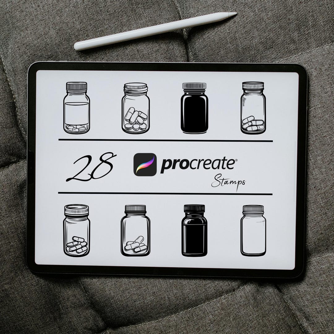Pill Bottle Procreate Stamps and Brush, Procreate Jar Stamps, Procreate ...