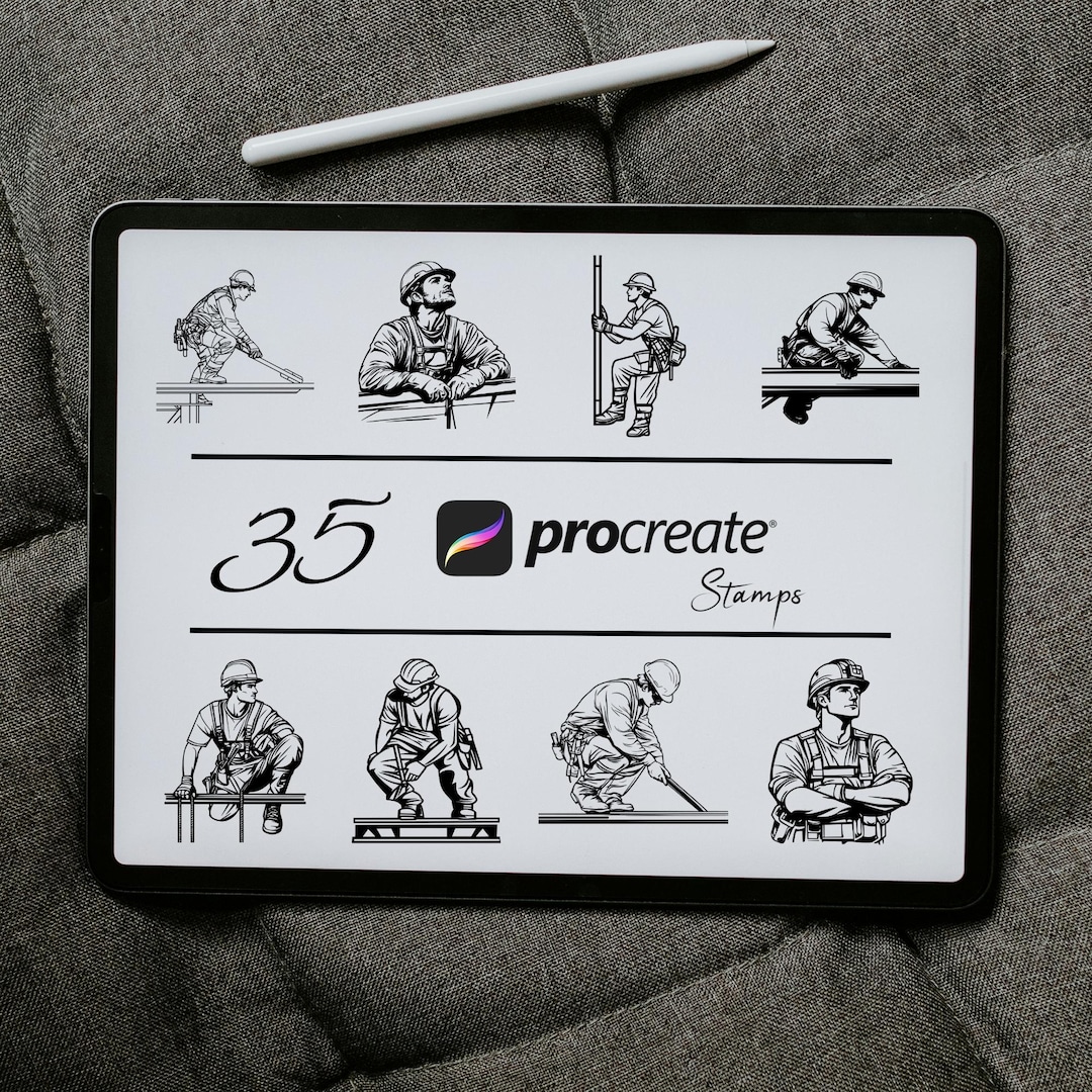 Structural Ironworker Procreate Stamp Brush Set: Construction Worker ...