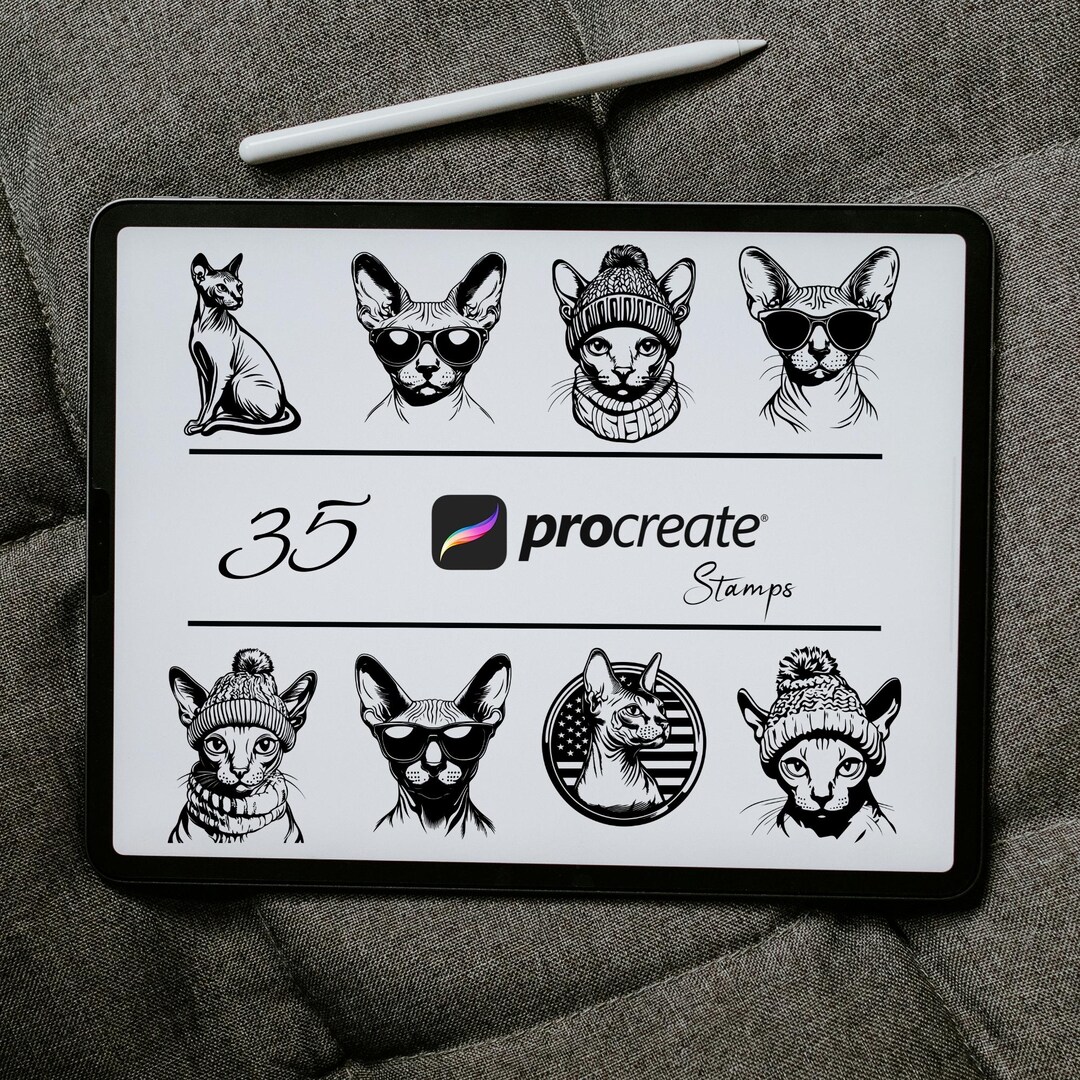 Sphynx Cat Procreate Stamps | Procreate Cute Cats | Cat Breed Procreate ...