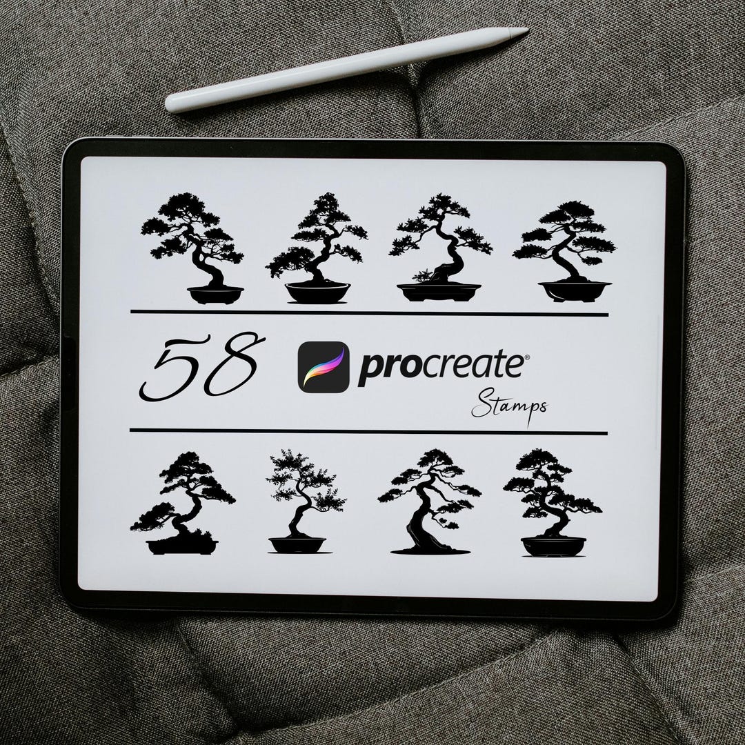Bonsai Tree Procreate Stamps and Brushes: Tattoo Art Bundle (digital ...