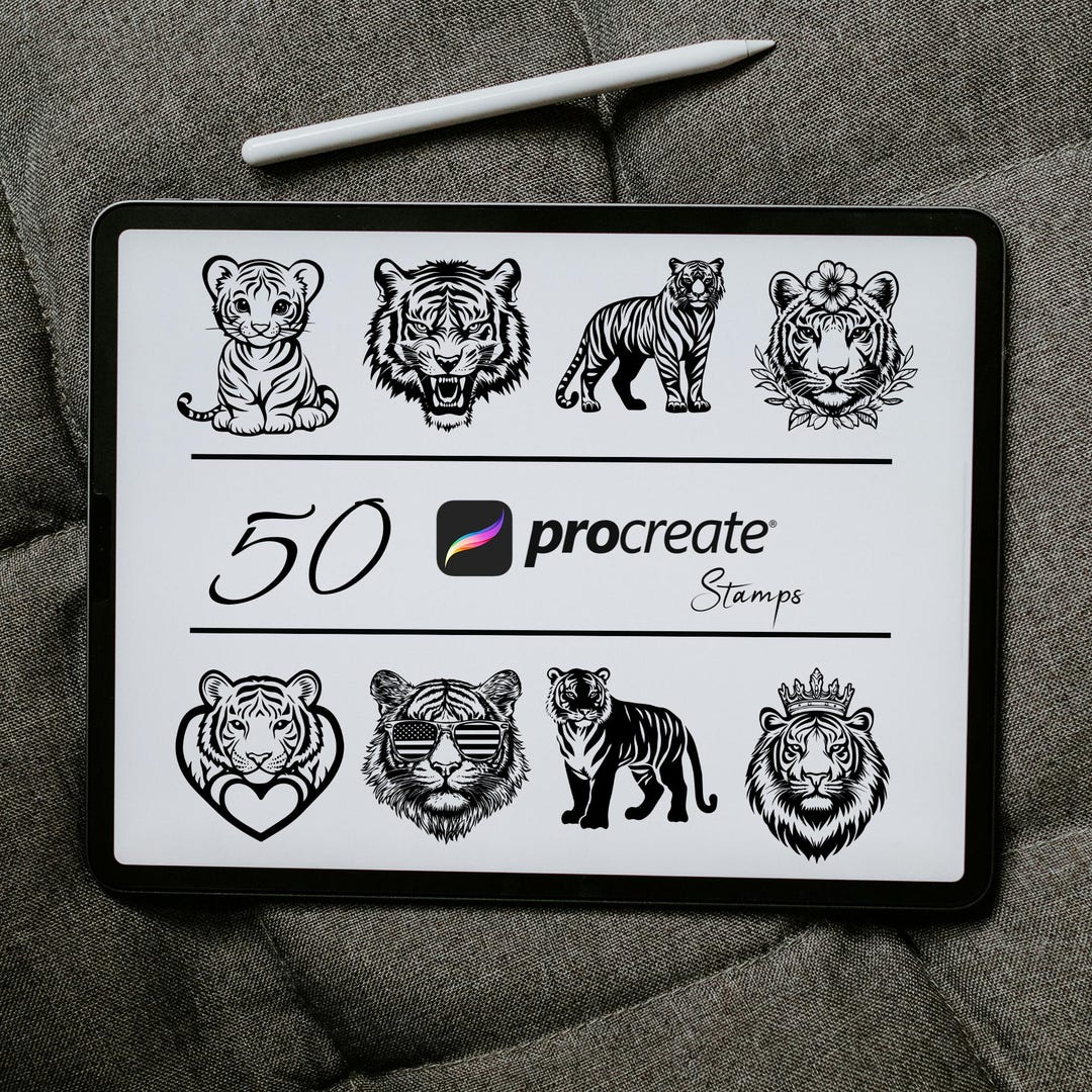 Tiger Procreate Stamps, Wild Animals Procreate Stamps, Tiger Stamp ...