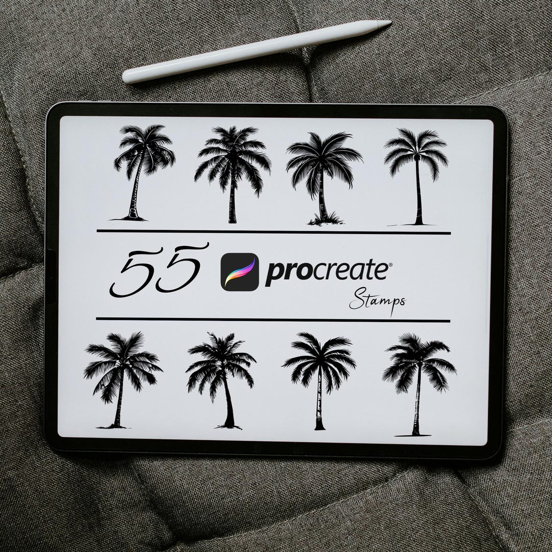 Palm Tree Procreate Brushes Stamps Set | Palms Tree Tattoos and Brushes ...