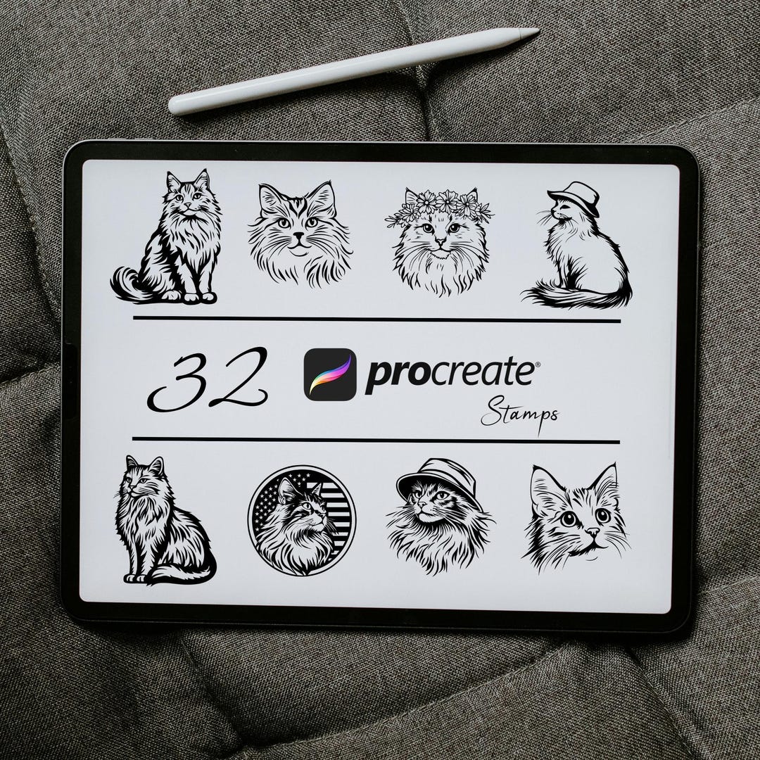 Norwegian Forest Cat Procreate Stamps | Cute Cats Stamp, Cat Breed ...
