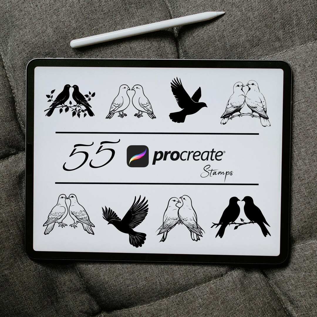 Dove Procreate Stamp Set, Bird Procreate Brushes, Dove Tattoo Stamp ...