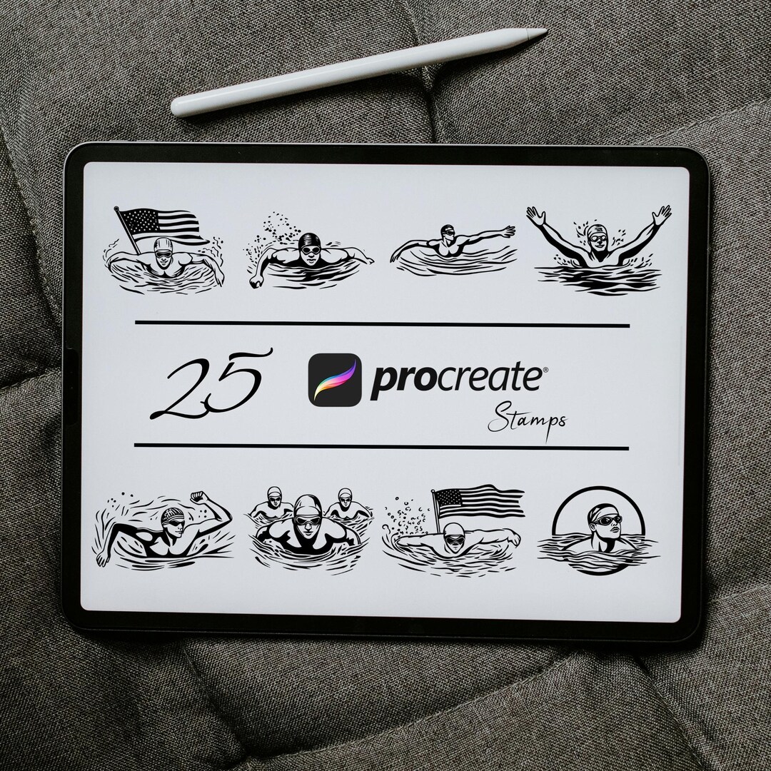 Swimming Procreate Stamps | Aquatic Sports Action Brush Set for Digital ...