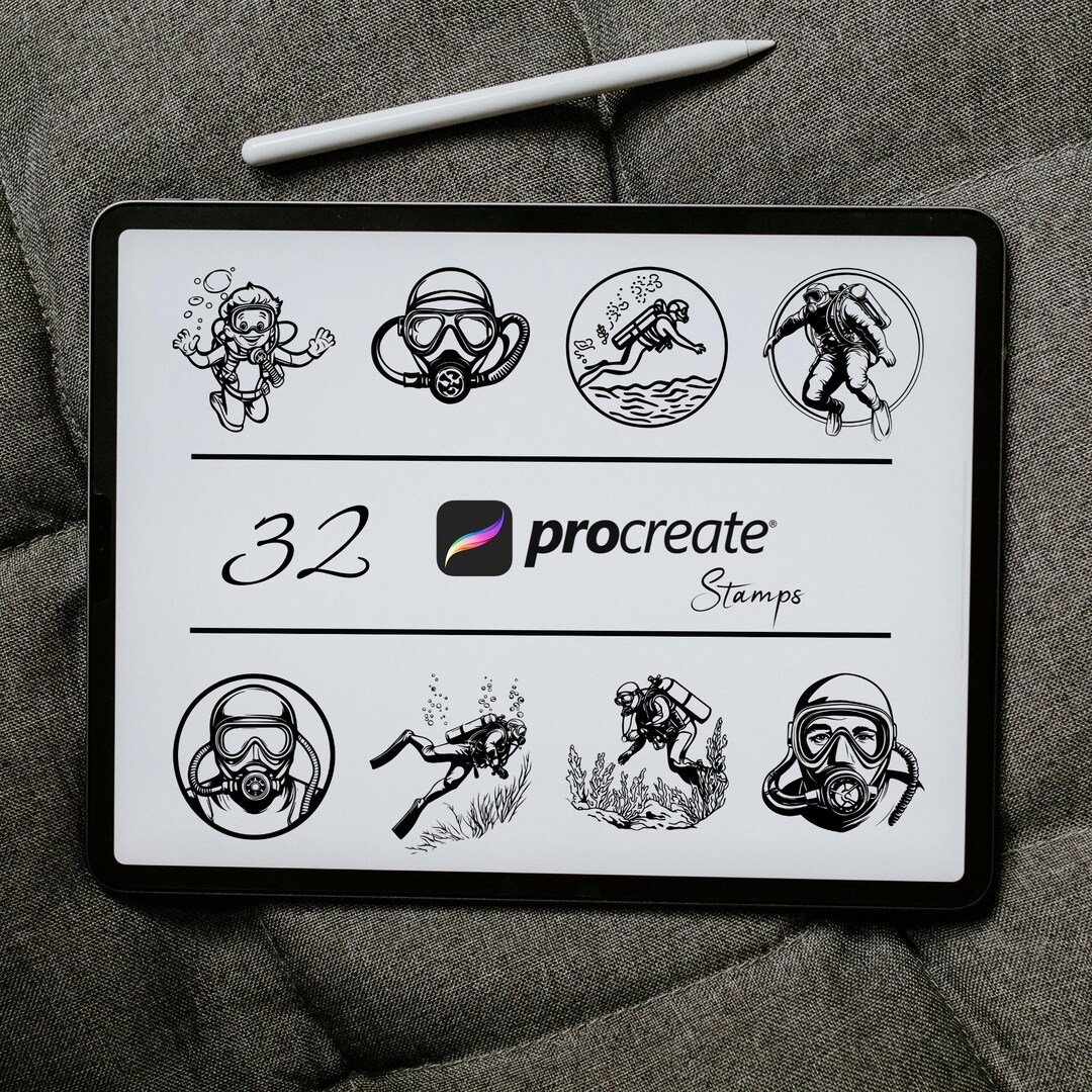 Scuba Diving Procreate Stamps: Diver Brush Bundle (digital Download) - Etsy
