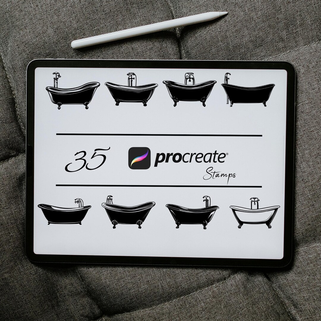 Bathtub Procreate Stamp, Interior Design Decor Interior Room Fantasy ...