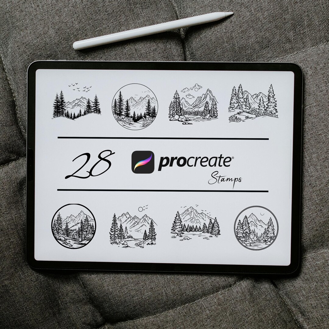 Forest Mountain Scene Procreate Stamps: Nature Landscape Brush Set - Etsy