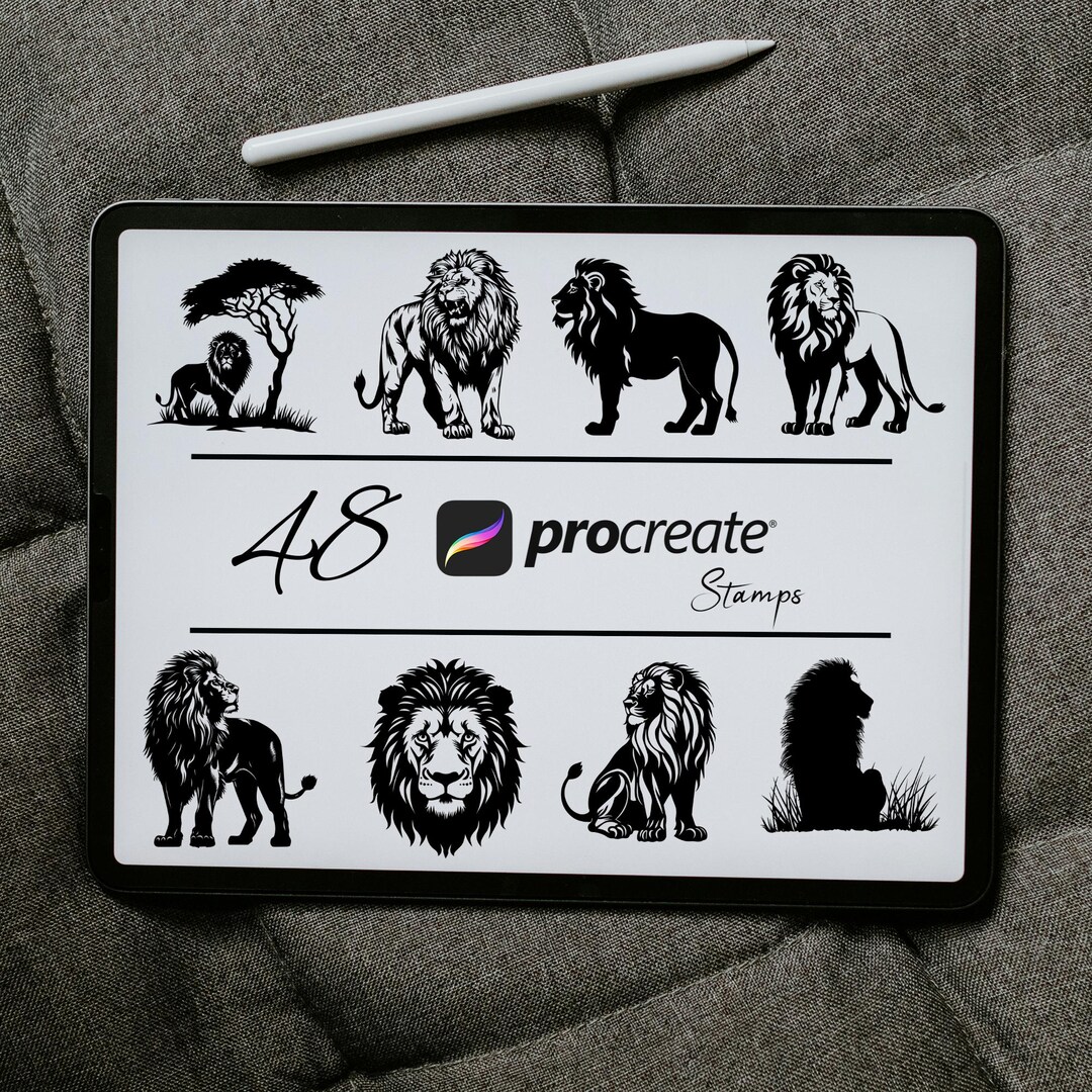 Lion Procreate Stamps, Wild Animals Procreate Stamps, King Lion Stamp ...