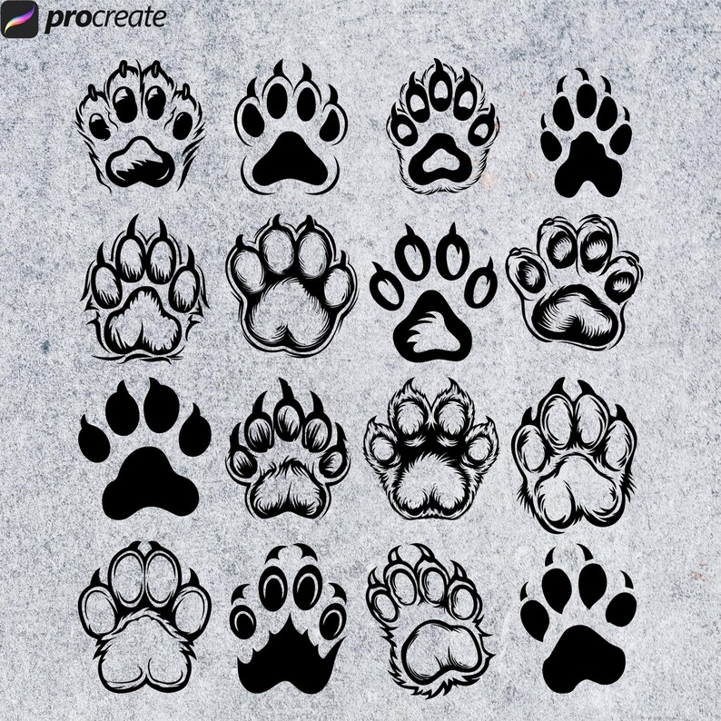 Animal Paws Procreate Stamps, Procreate Brushes and Stamps, Animal Stamps, Animal Brushes Pack ...