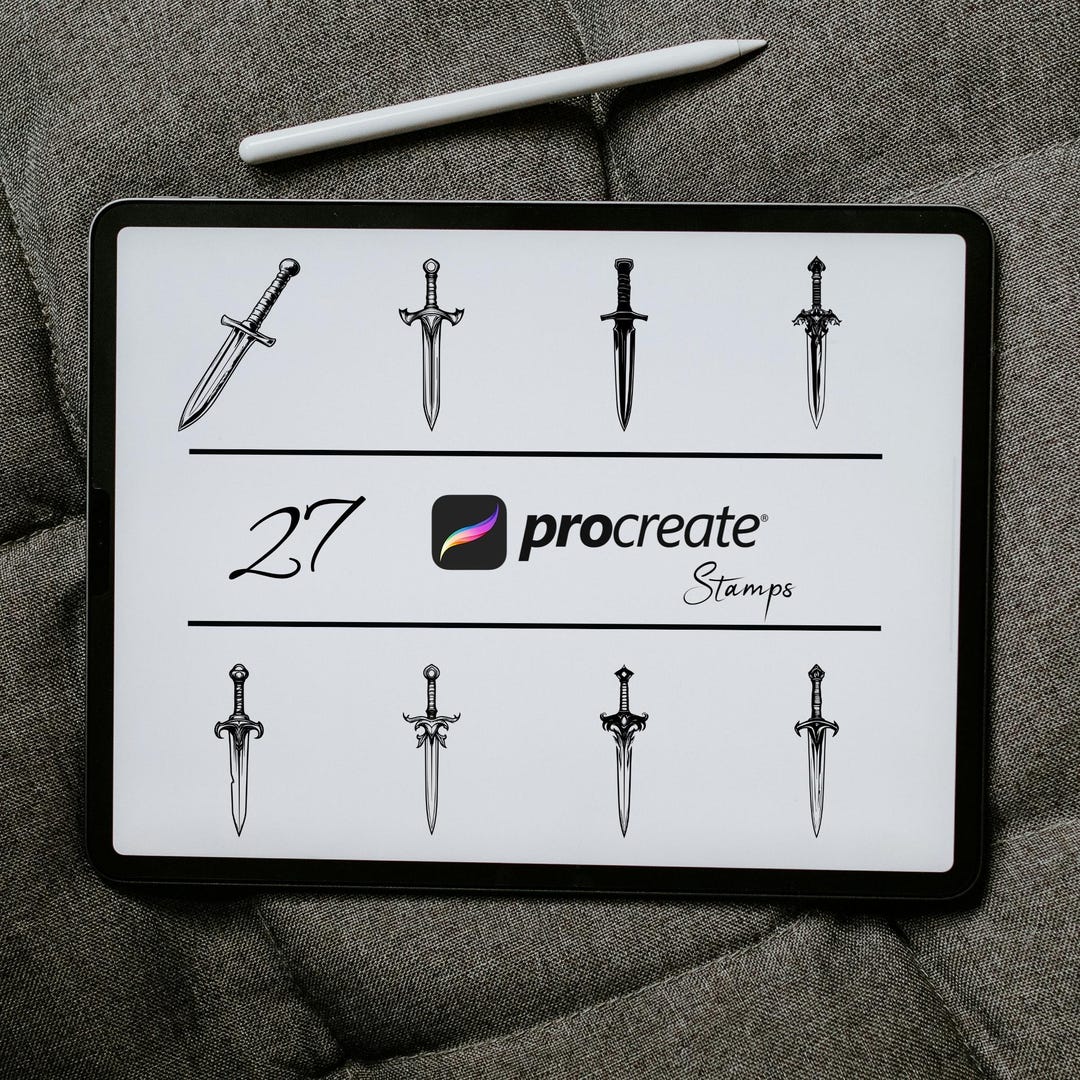 Dagger Procreate Stamp | Procreate Sword Stamp, Dagger Tattoo Stamp ...