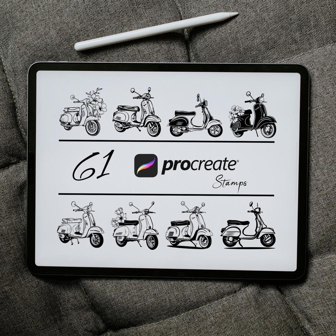 Procreate Scooter Bike Brush Stamps, Scooters Stamps, Procreate Vehicle Stamp, Scooter Brushes ...