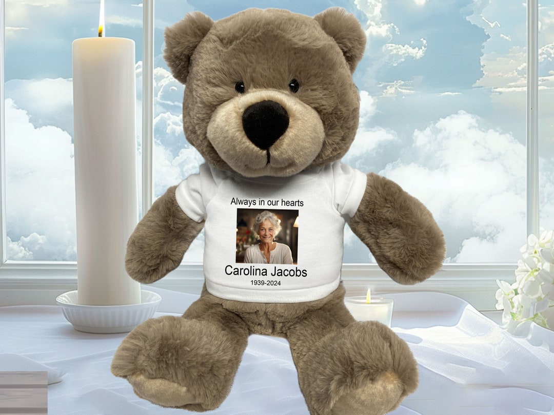 Personalized Photo Memorial Teddy Bear - 14" Taupe Bear - Etsy