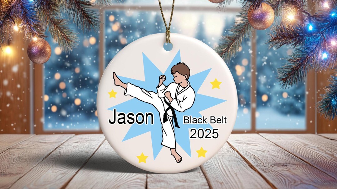 Karate or Martial Arts Christmas Ornament - Personalized Kick Design ...