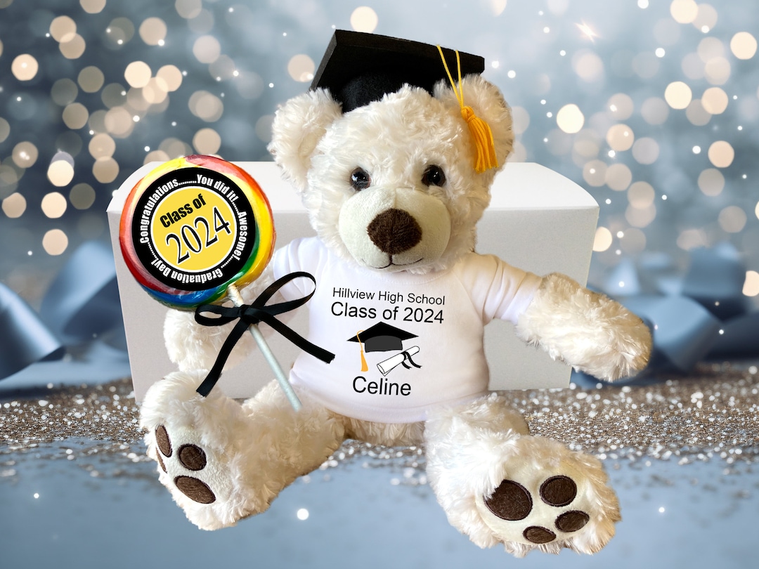 Personalized Graduation Teddy Bear Gift Set 13 Vera Bear, Pearly White ...