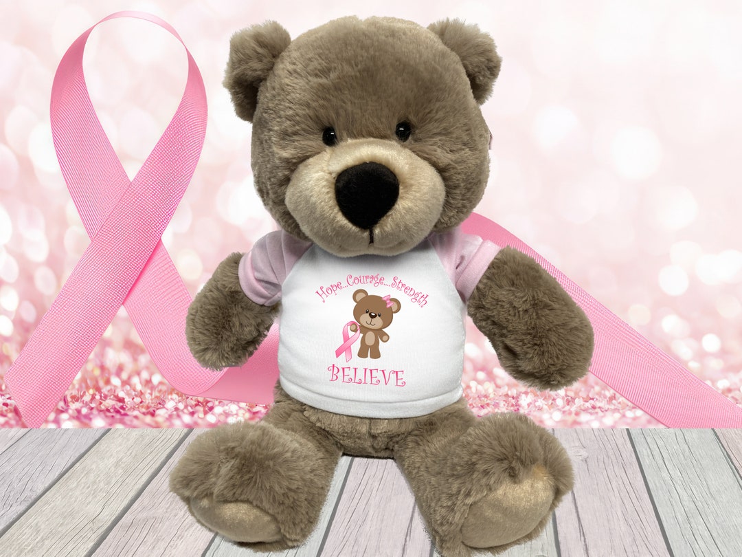 Breast Cancer Support Teddy Bear - Personalized 14" Taupe Bear ...