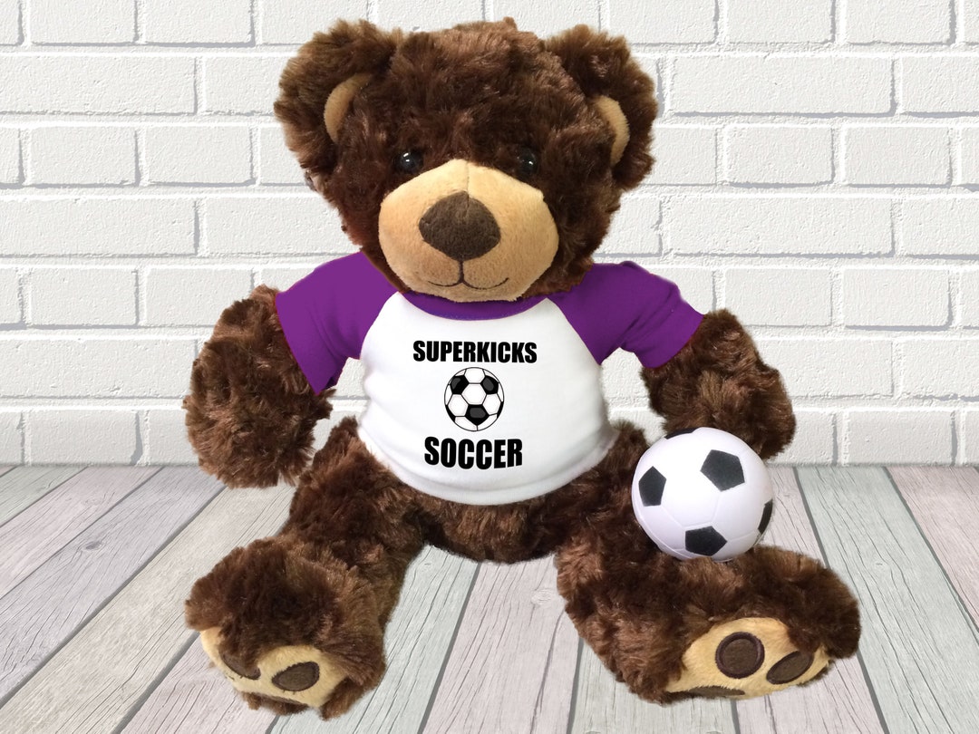 Personalized Soccer Teddy Bear - 13 Inch Brown Vera Bear - Etsy