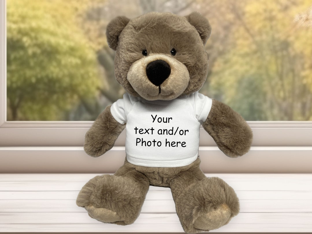 Personalized Teddy Bear With Your Photo And/or Text 14 Inch Taupe Bear ...