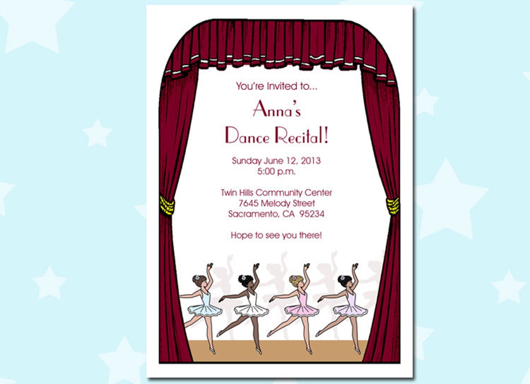 Dance Recital or Ballet Party Invitations (pack of 10) - Center Stage ...