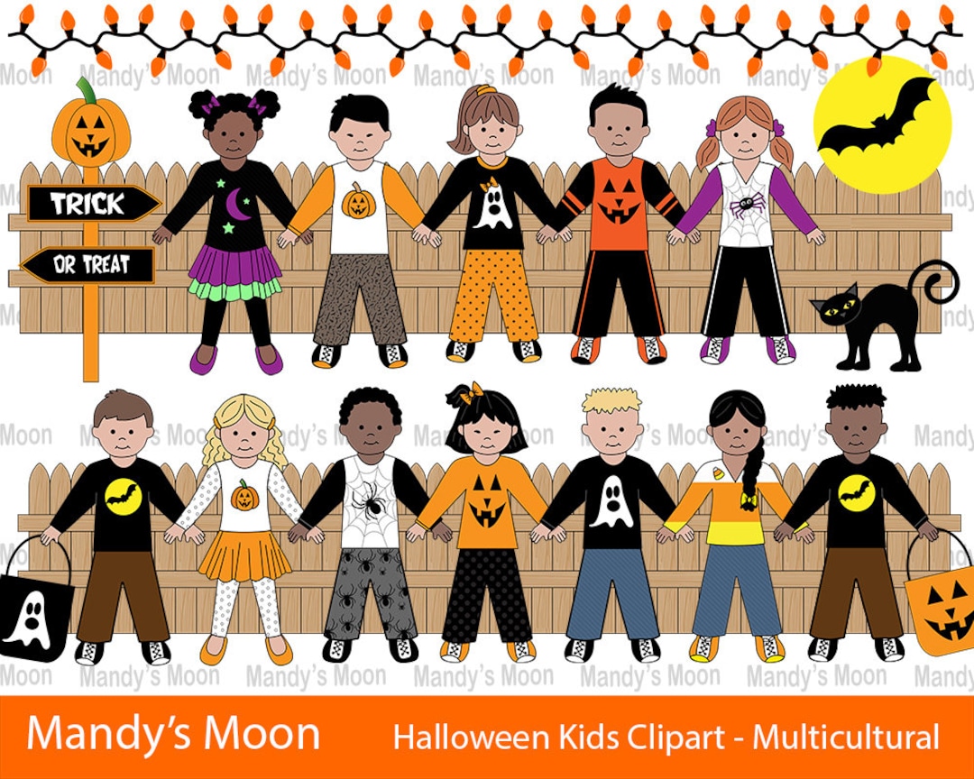 Halloween Kids Clipart Set, Multicultural Kids - Personal and Nonprofit ...