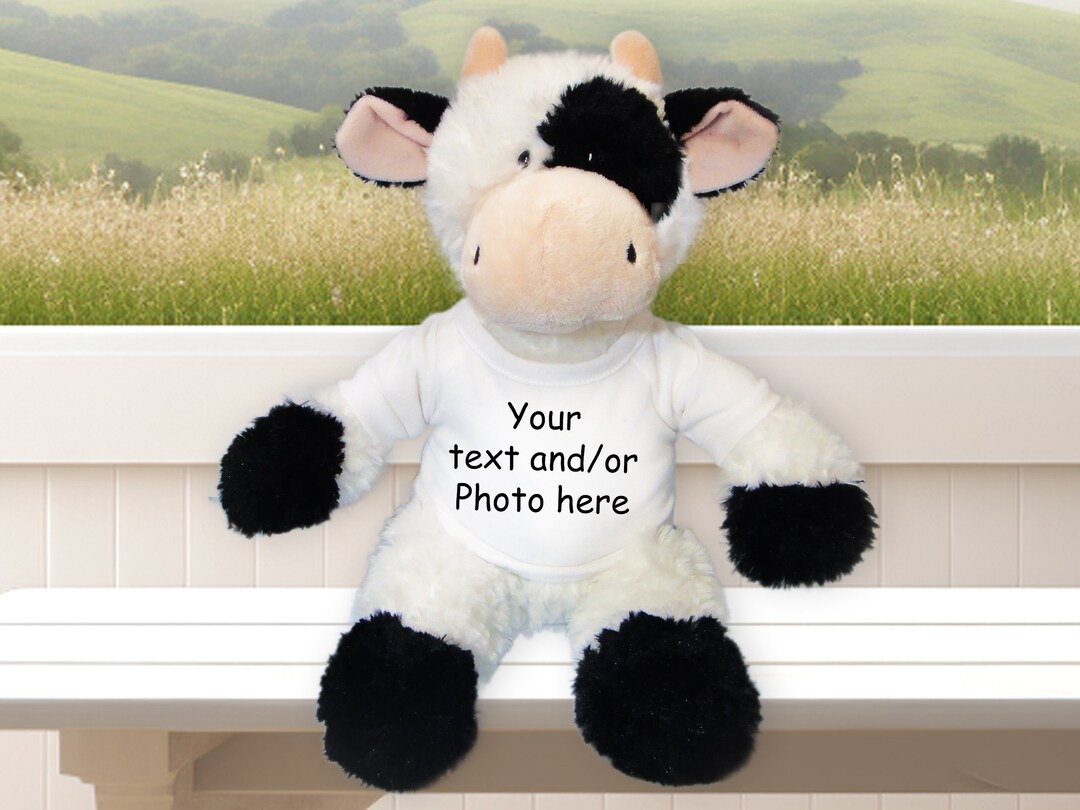 Personalized Stuffed Cow With Your Photo And/or Text 12 Inch Plush ...