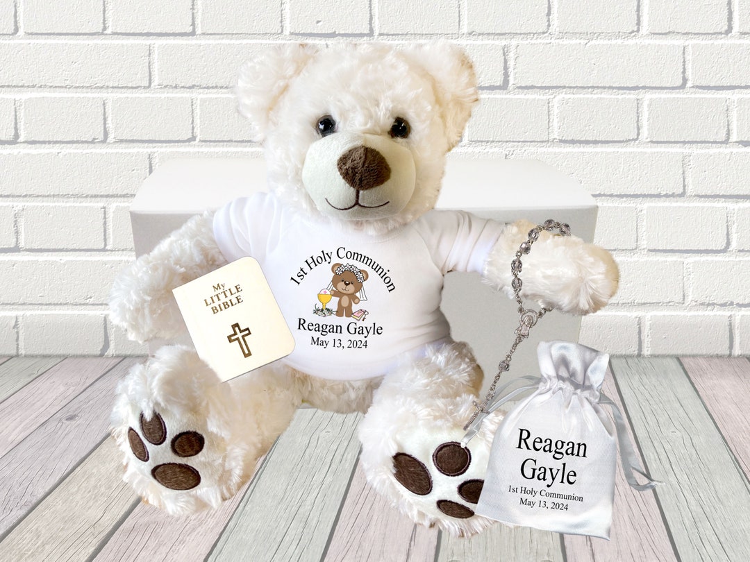 Personalized First Communion Teddy Bear Gift Set - 13" Vera Bear ...