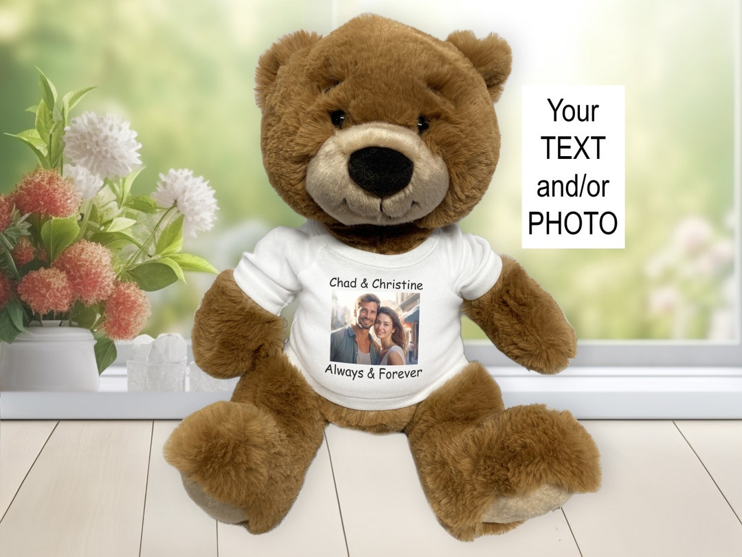 Personalized Teddy Bear With Your Photo And/or Text - 14 Inch Ginger ...