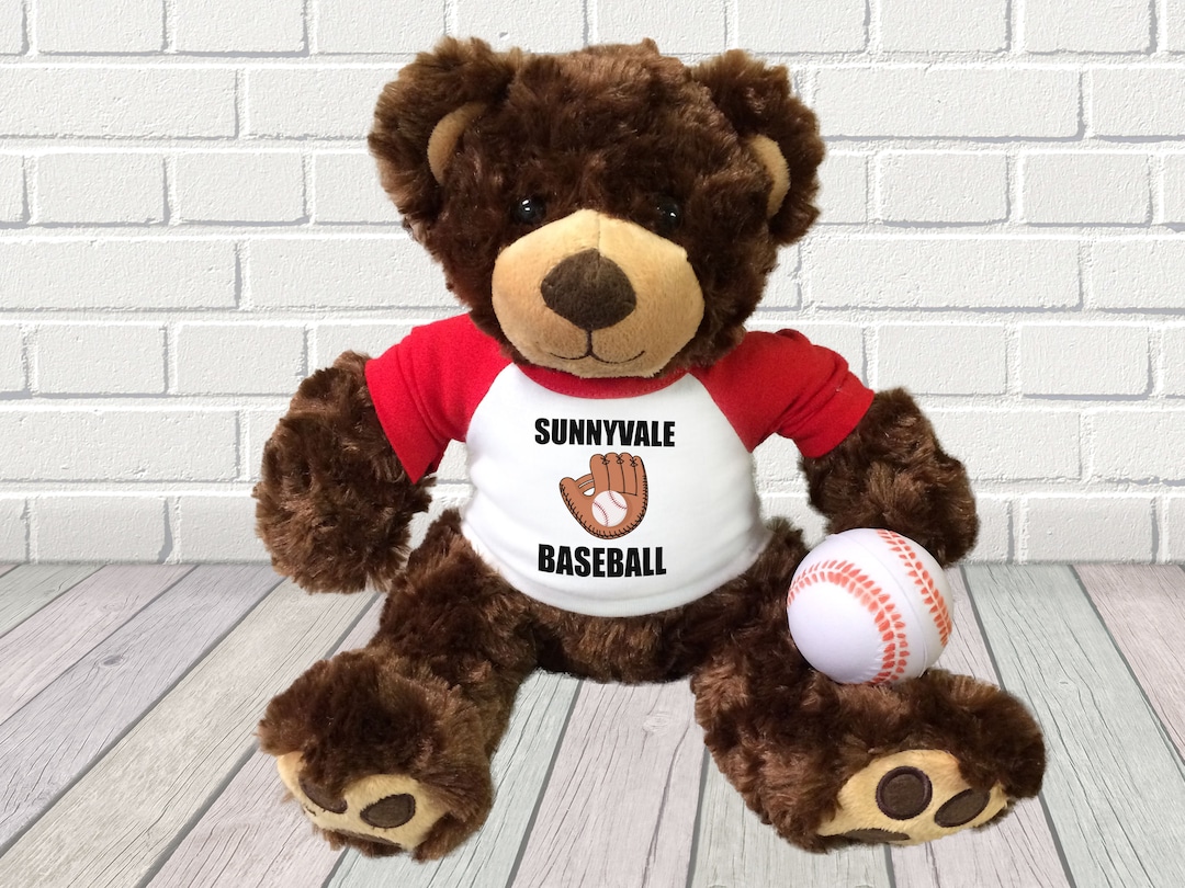 Personalized Baseball Teddy Bear - 13 Inch Brown Vera Bear - Etsy