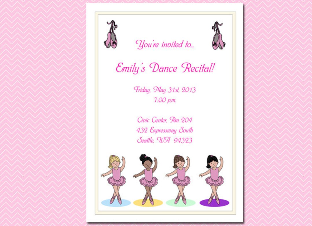 Dance Recital or Ballet Party Invitations (pack of 10) - Multicultural ...