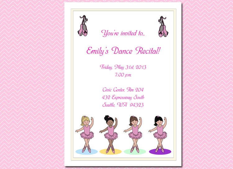 Dance Recital or Ballet Party Invitations pack of 10 - Etsy