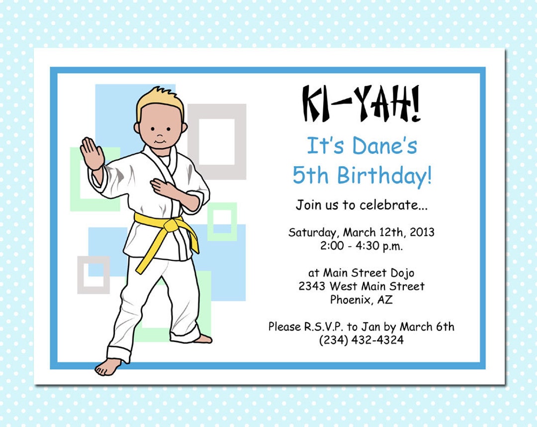 Martial Arts or Karate Kid Boy Birthday Party Invitations (pack of 10 ...