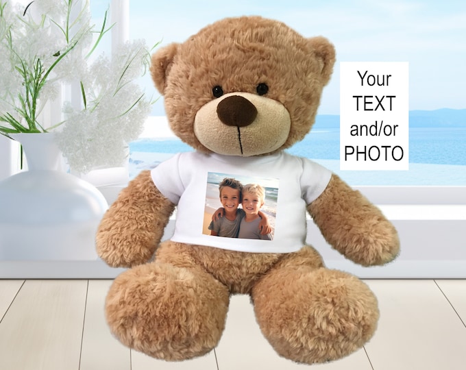 Personalized Teddy Bear With Your Photo And/or Text - 14 Inch Bonny ...