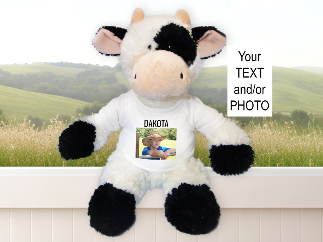 Personalized Stuffed Cow With Your Photo And/or Text - 12 Inch Plush ...