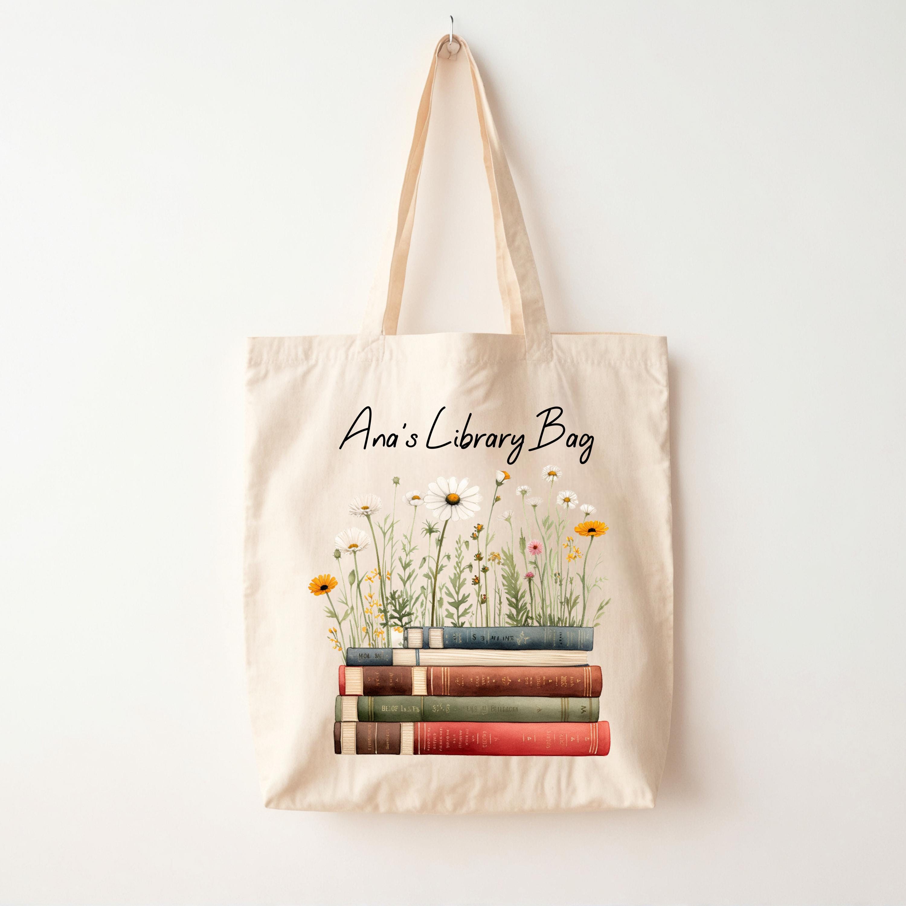 Personalized School Library Bag, Kid Name Library Tote Bag, Books Tote ...