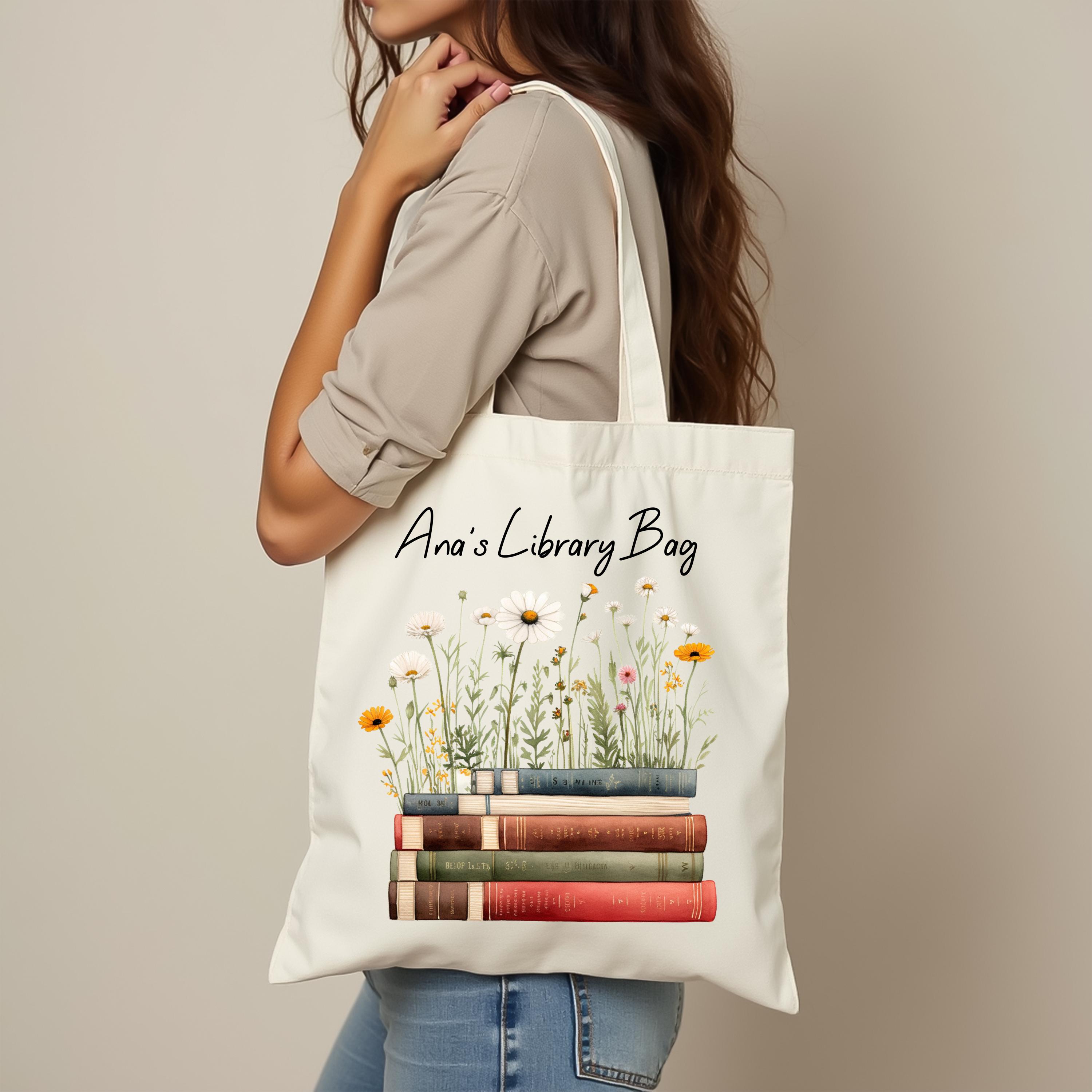 Personalized School Library Bag, Kid Name Library Tote Bag, Books Tote ...