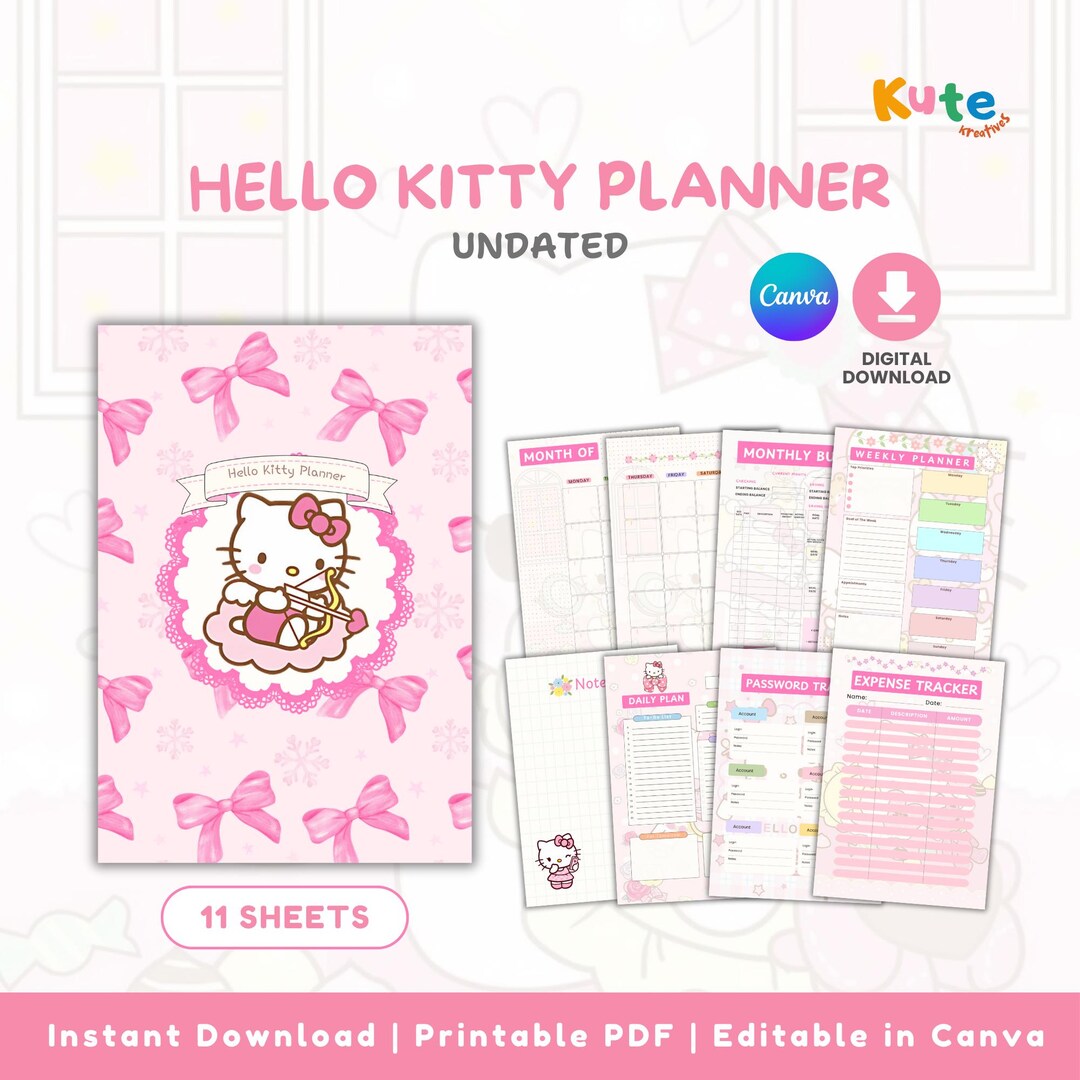 Planner Notebook – Adorable & Functional Organizer W Cute Kitty Designs ...