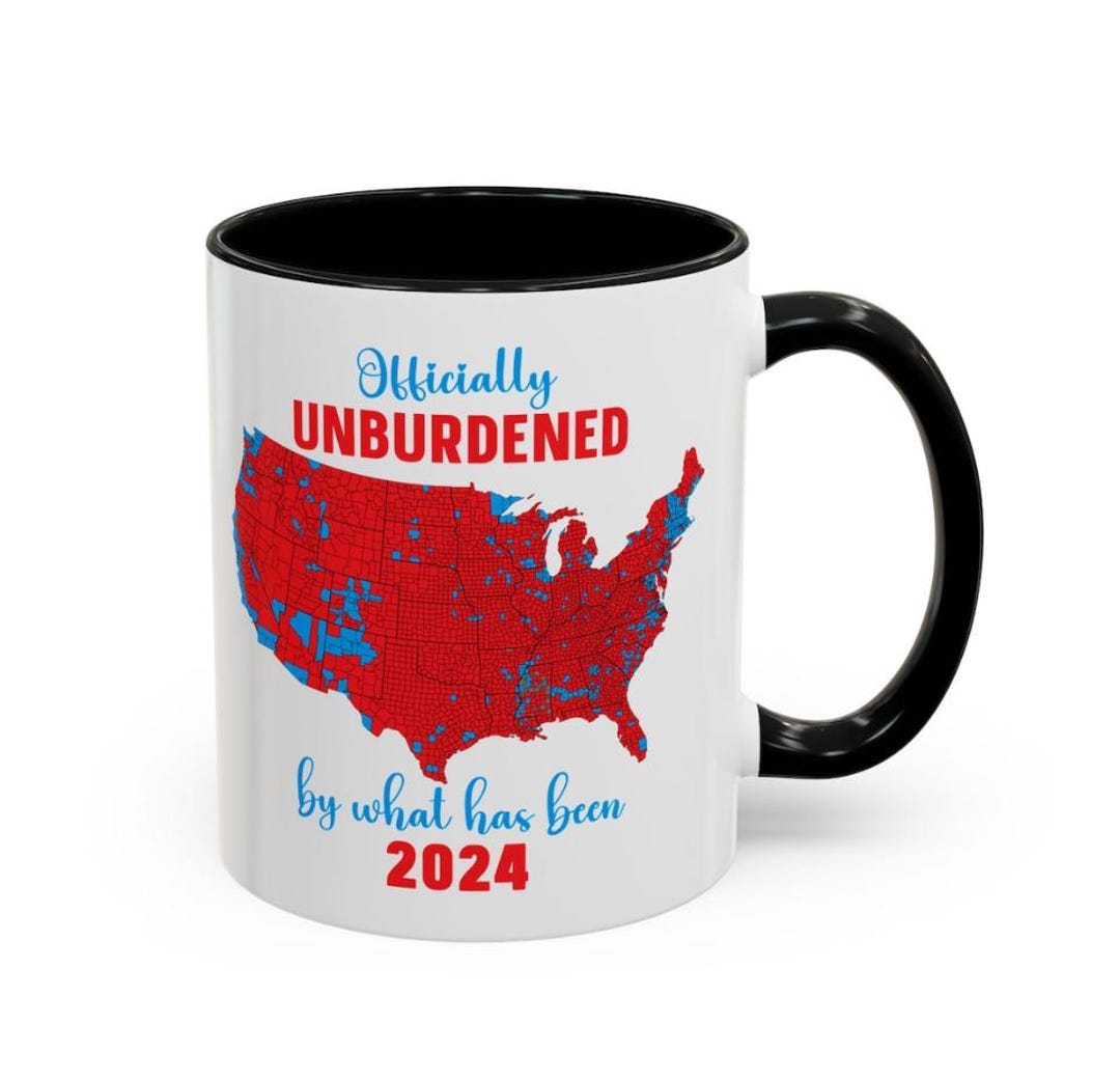 Election Results Map 2024 Mug, Donald Trump 2024 Mug, Unburdened by ...