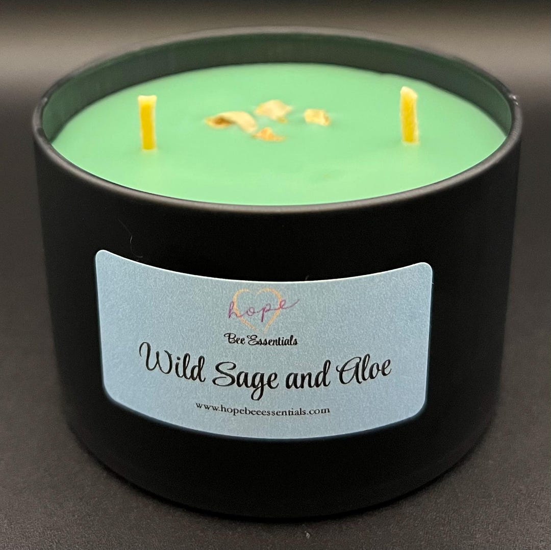 Wild Sage and Aloe Beeswax-coconut Oil Candle. 8oz. - Etsy