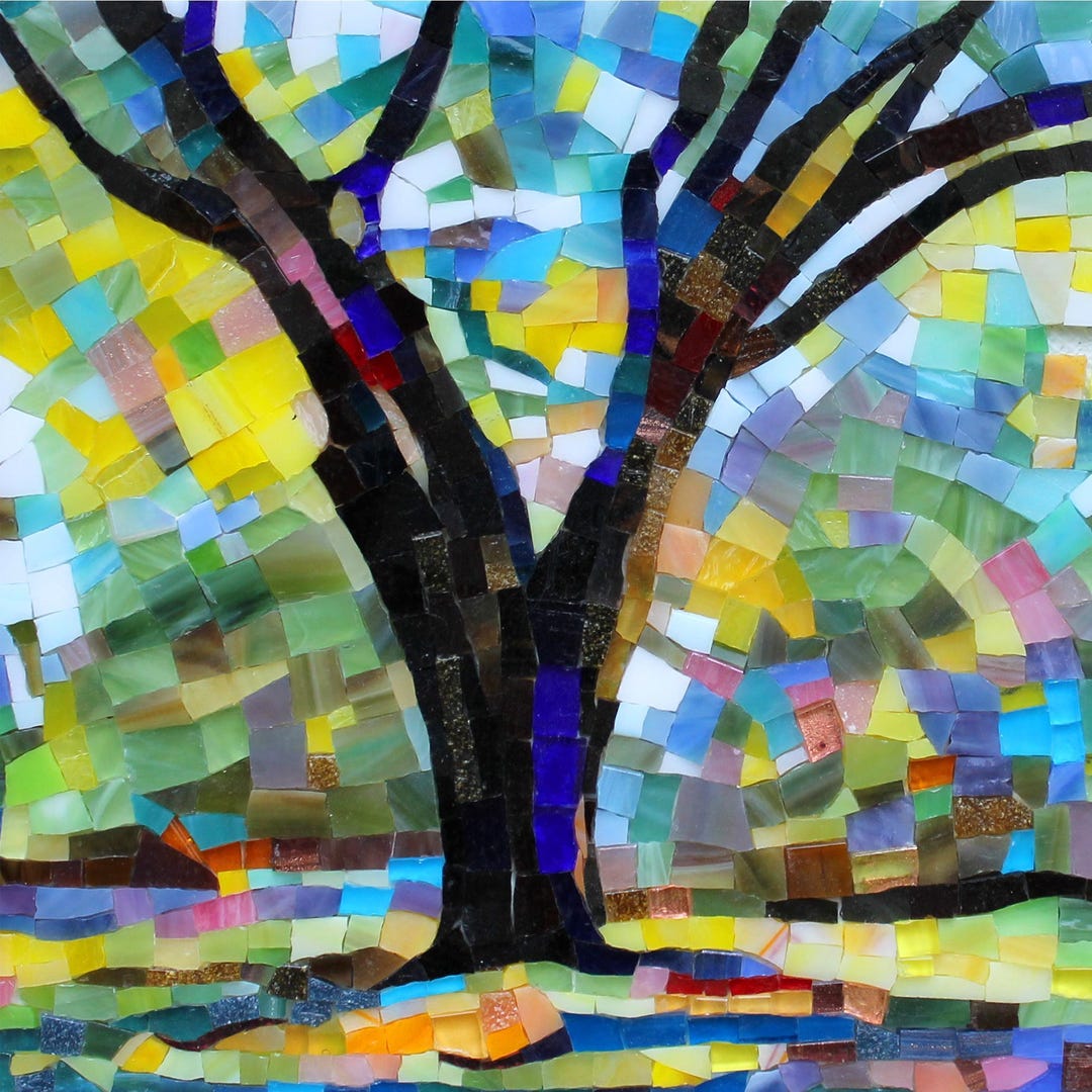 Stained Glass Mosaic “tree” - Square Tree Wall Art, Handmade Nature ...