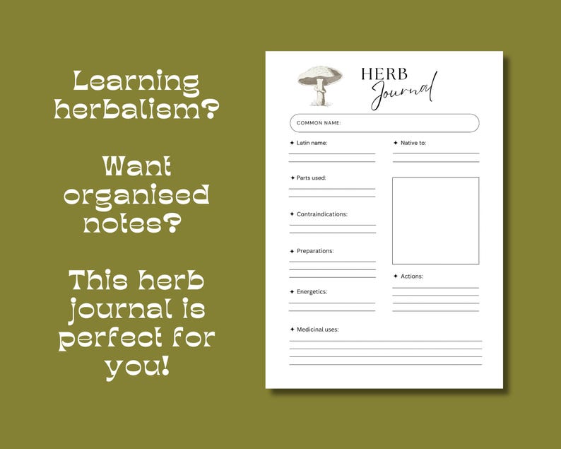 Herb Journal PDF Printable Learning Herbalism - Etsy