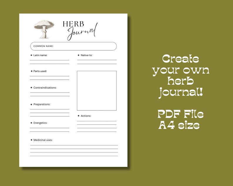 Herb Journal PDF Printable Learning Herbalism - Etsy