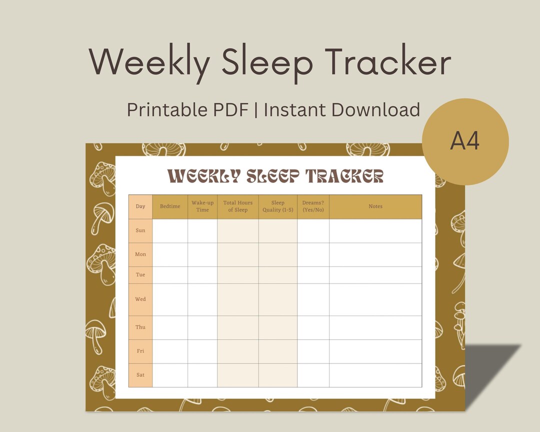 Weekly Sleep Tracker Printable PDF - Sleep Log - Sleep Analysis - Sleep ...