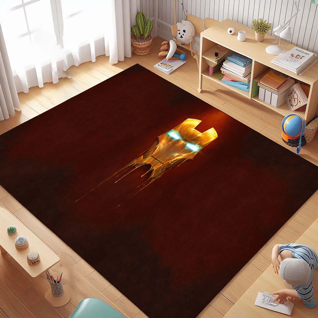 Superhero Rug, Iron Man Carpet, Boys Room Decor, Iron Man Themed Mat ...