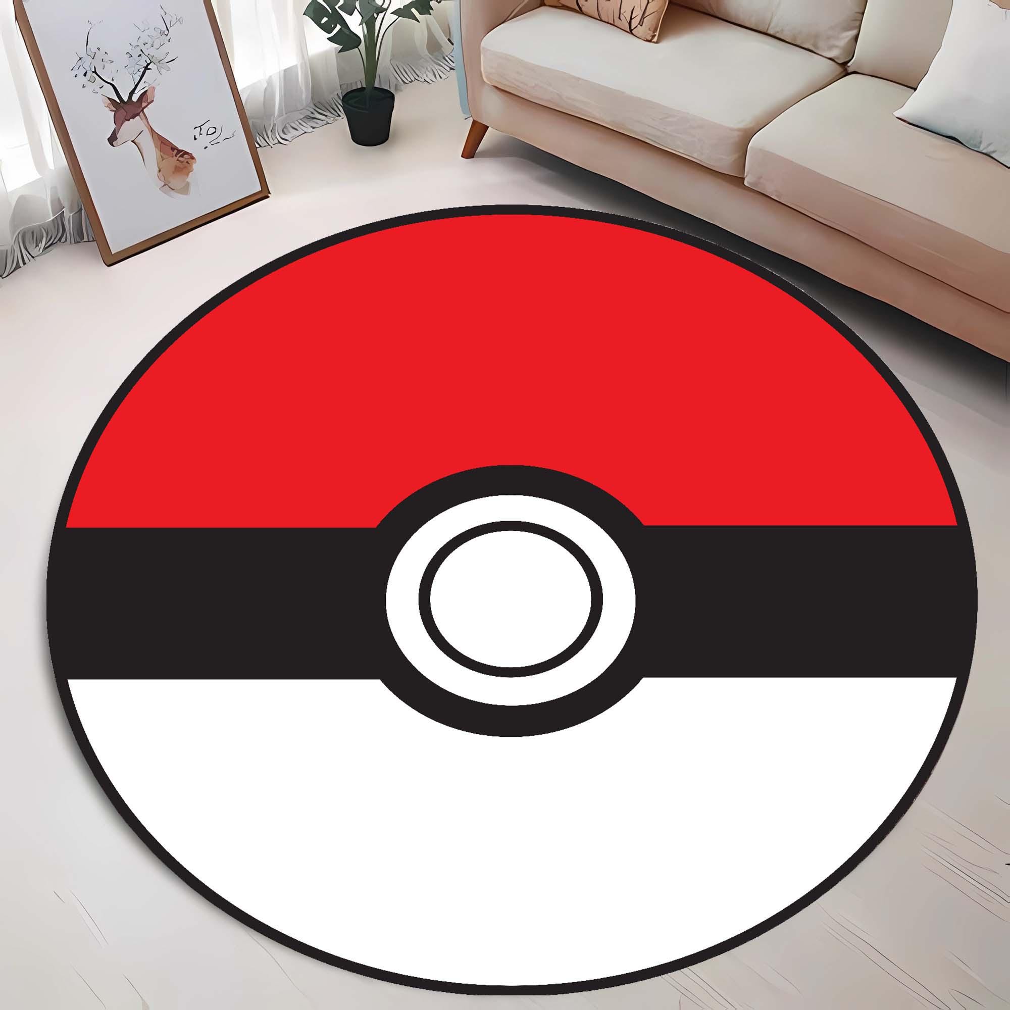 Pokeball Rug, Poke Ball Round Rug, Anime Pokeball Decor, Pokeball ...