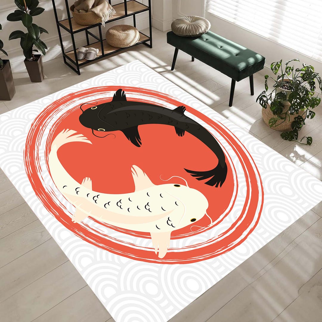 Koi Fish Rug, Yin Yang Rug, Japanese Decor, Zen Aesthetic, Meditation ...