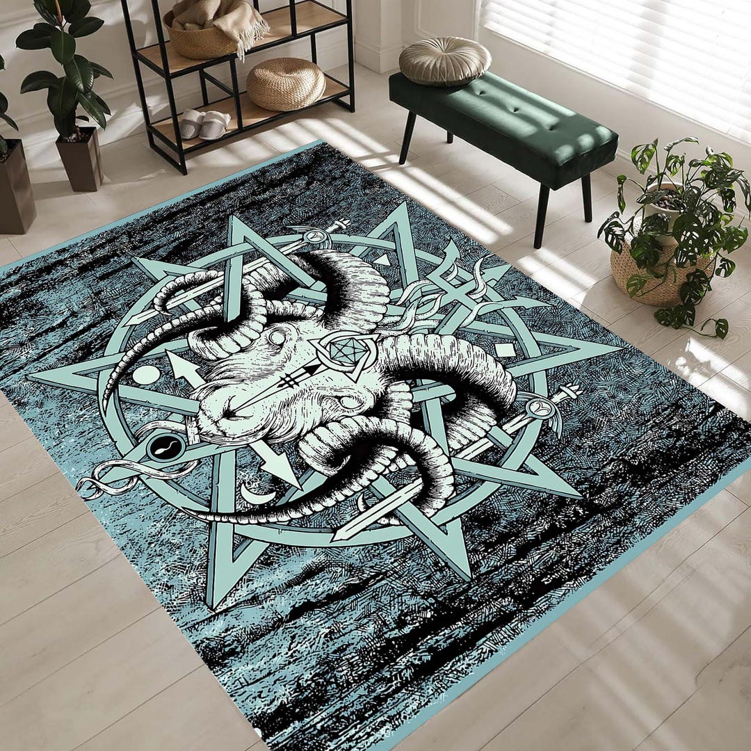 Baphomet Rug, Occult, Gothic Home Decor, Dark Aesthetic Rug, Witchcraft ...